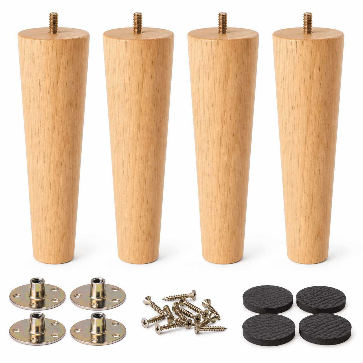 PLERISE Wooden Round Replacement Furniture Legs, 8 Inch Heavy Duty for ...
