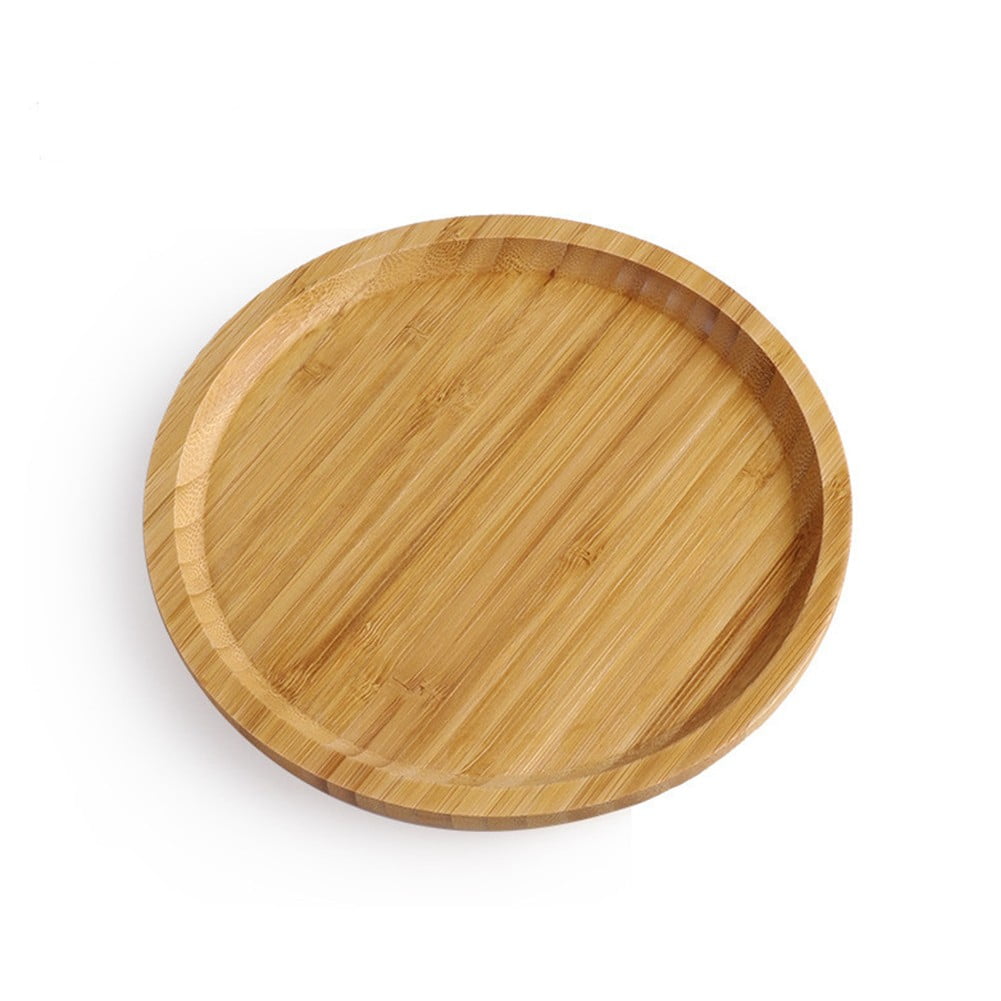 Round Wooden Serving Tray Tableware Stand Food Tray for Fruit Pizza 20 ...