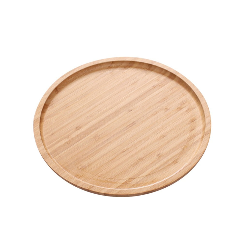 Round Wooden Serving Tray Tableware Stand Food Tray for Fruit Pizza 20 ...