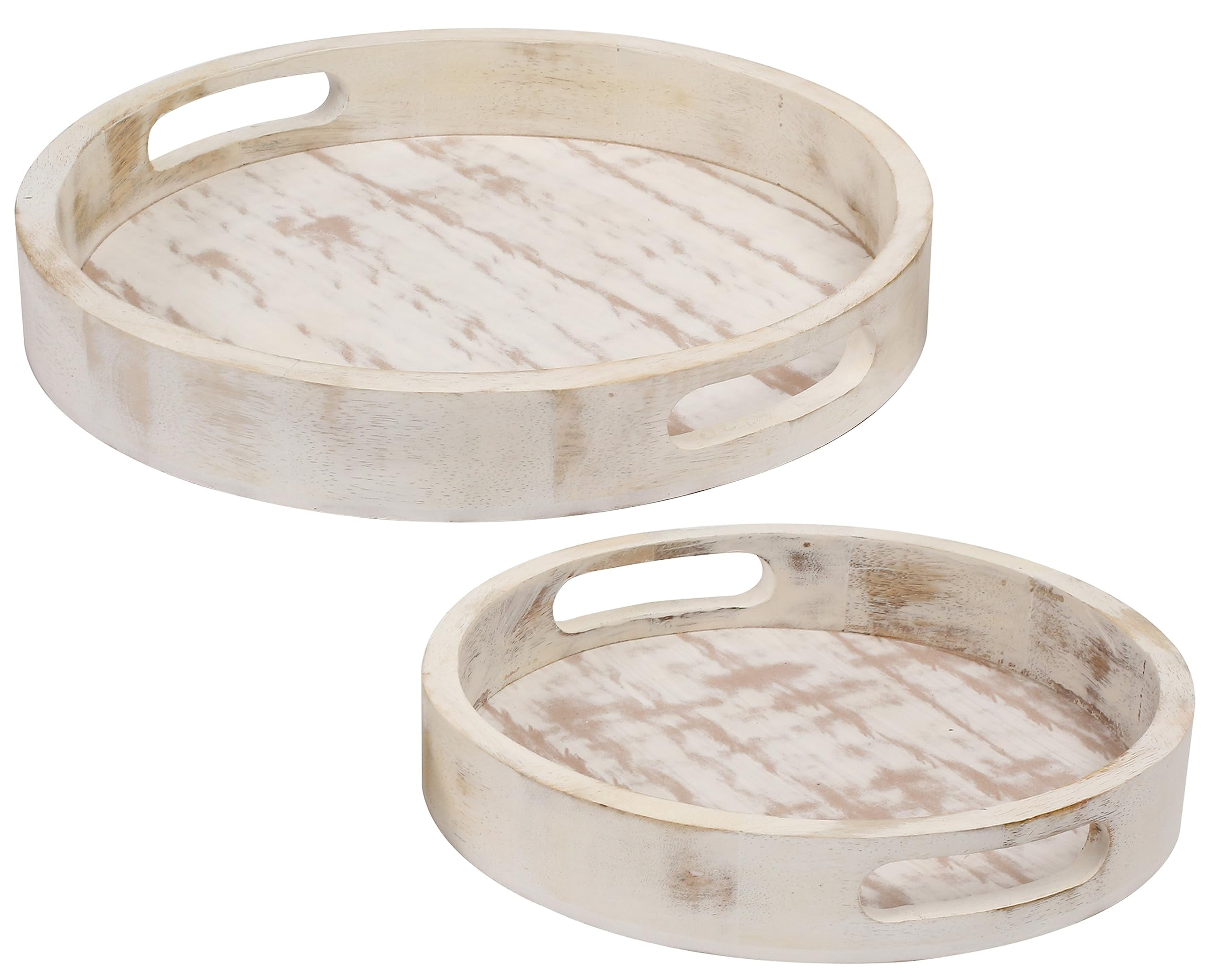 Round Wooden Serving Trays for Coffee Table, Ottoman, or Side Table ...
