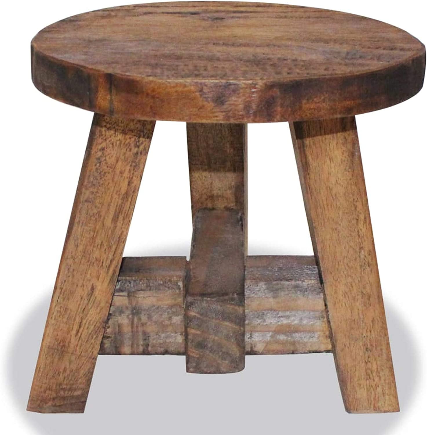 Round Wooden Stool, Brown Small Bench Seat, Small End Table Stool Plant ...