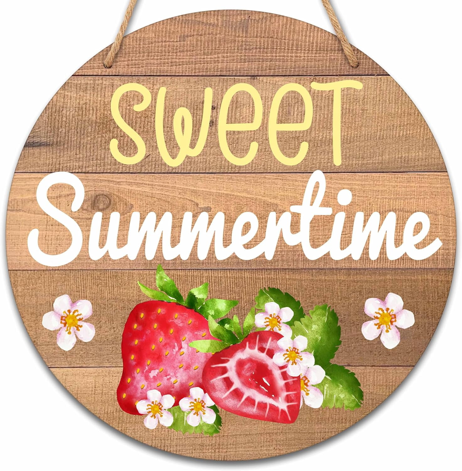 Round Wooden Summer Welcome Sign for Front Door, Sweet Summertime ...