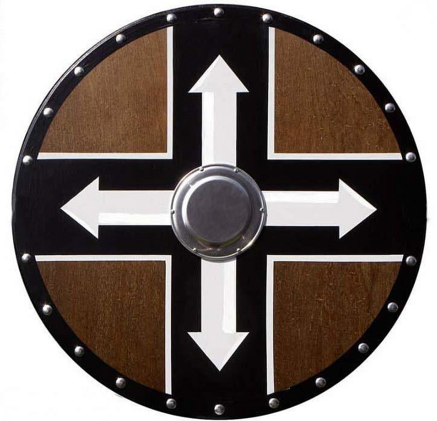 Round Wooden Viking Berserker Shield with 4 Arrow Cross Design ...