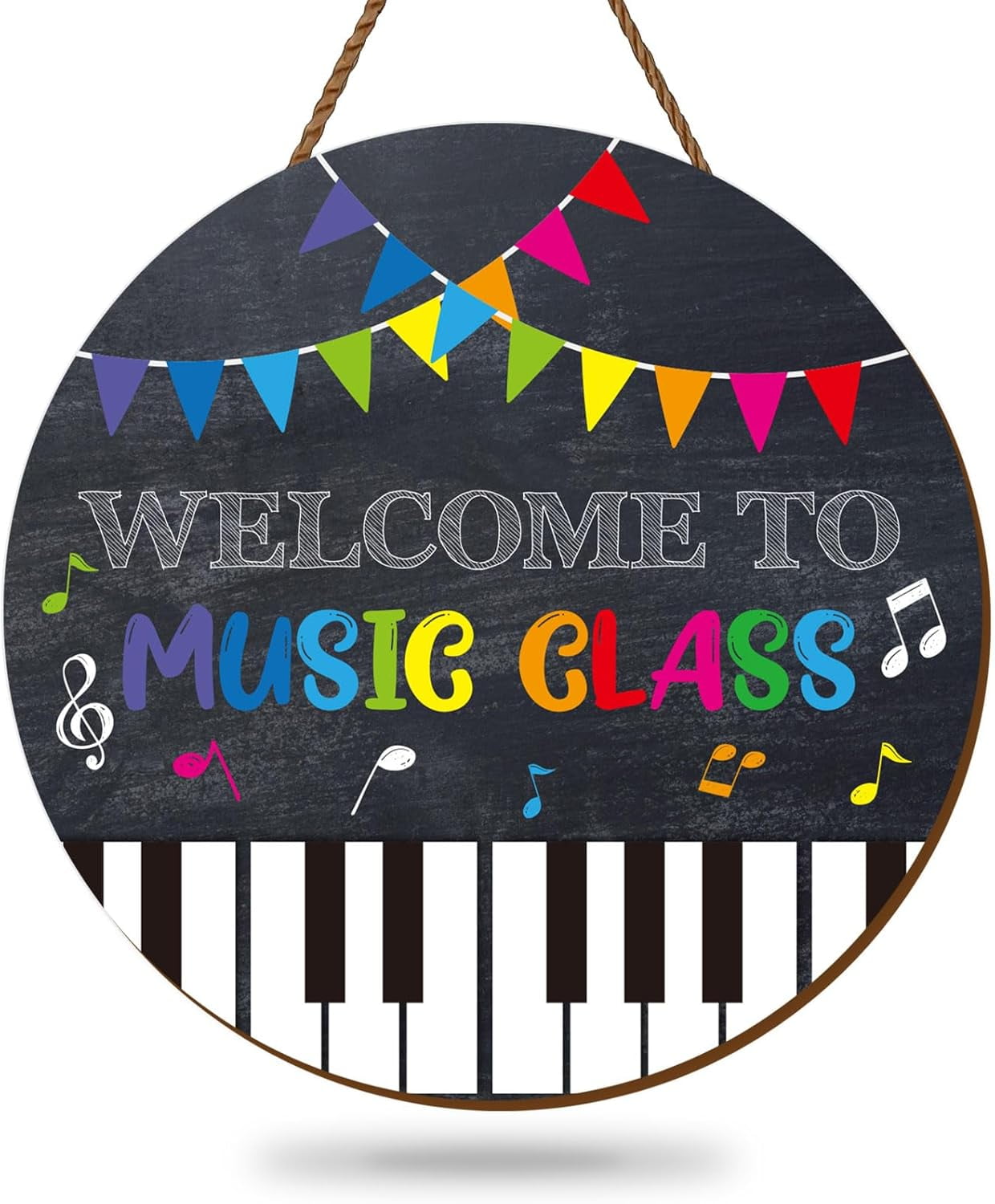 Round Wooden Welcome Door Sign for Classroom Welcome to Our Music Class ...