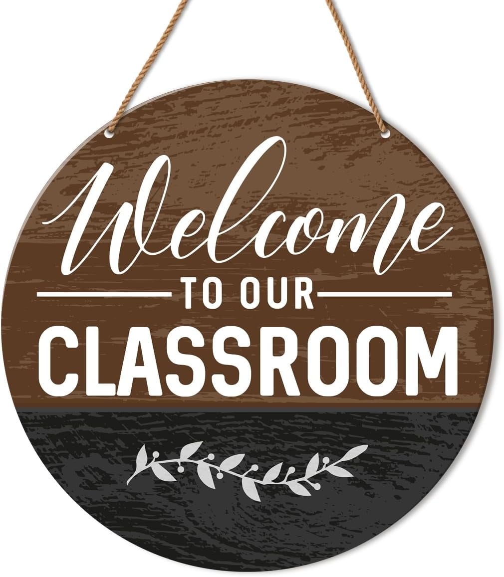 Round Wooden Welcome Door Sign, Welcome to Our Classroom Door Sign ...