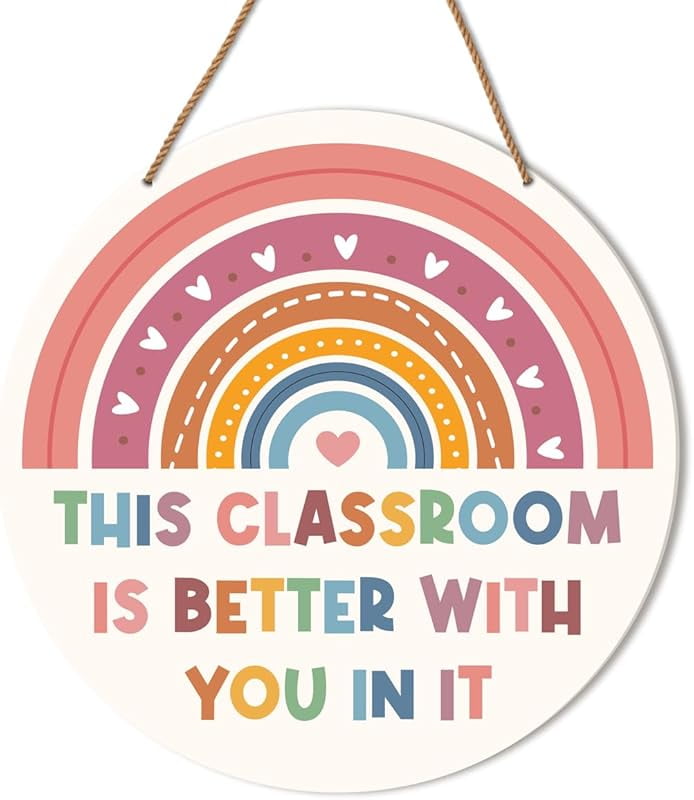 Round Wooden Welcome Door Sign, Welcome to Our Classroom Door Sign ...