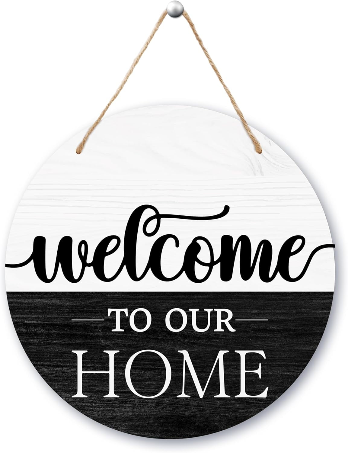 Round Wooden Welcome Door Sign, Welcome To Our Home Front Door Decor ...
