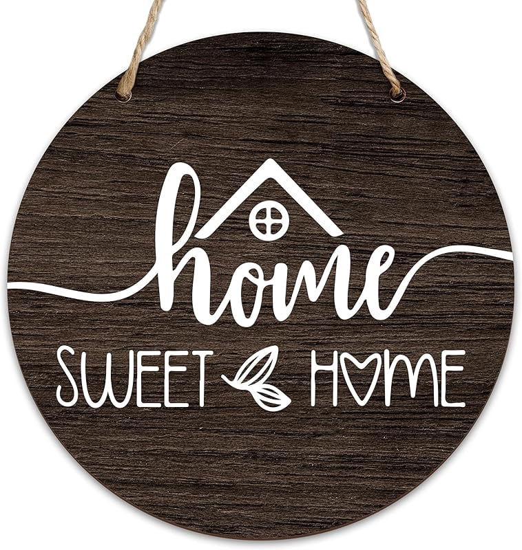 Round Wooden Welcome Sign For Front Door, Home Sweet Home Decor Sign ...