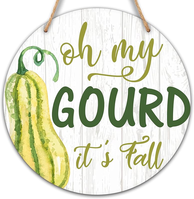 Round Wooden Welcome Sign for Front Door, Happy Autumn Door Sign Decor ...