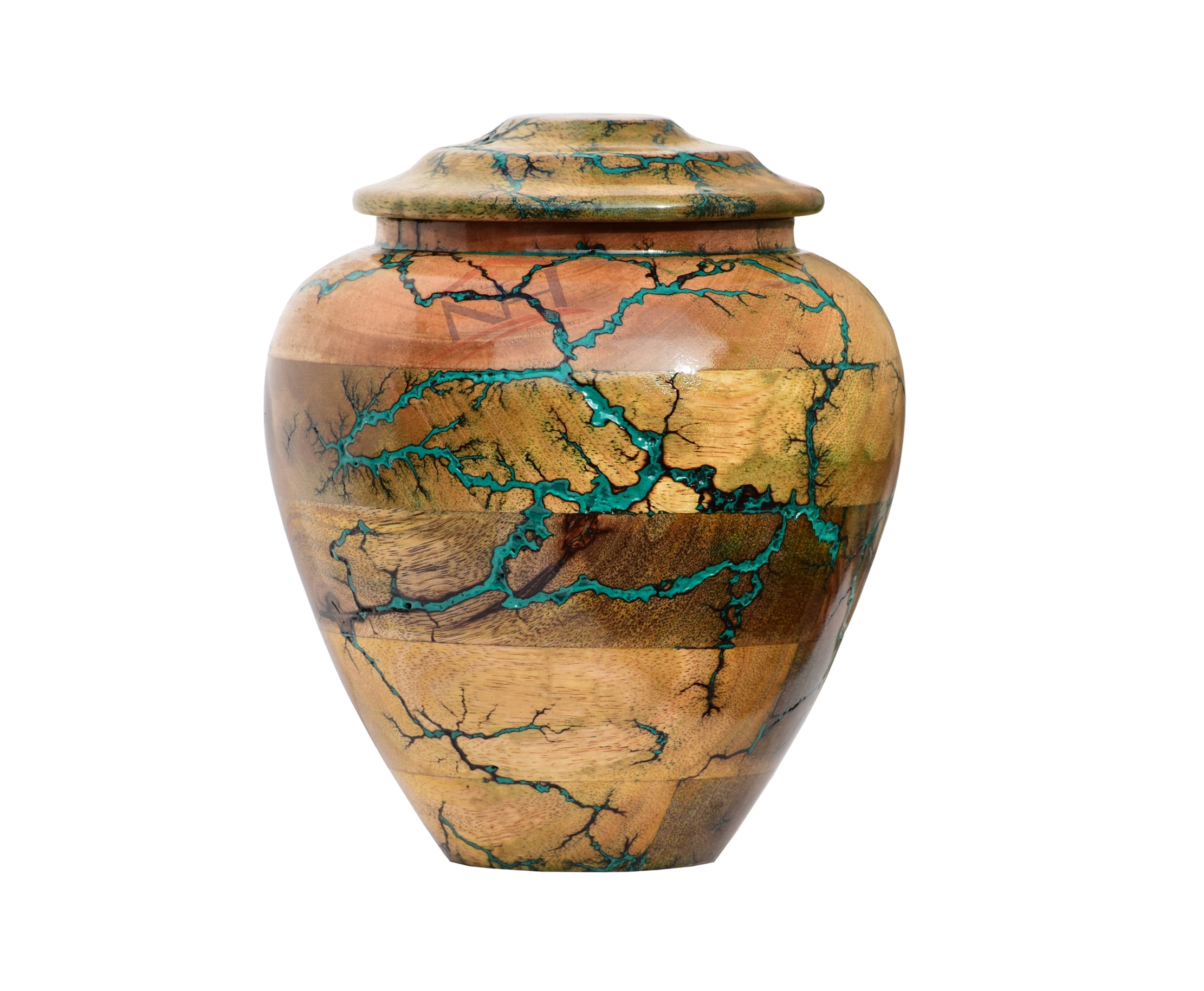 Round Wooden urn for ashes mangowood Antique round wood urn adults ...