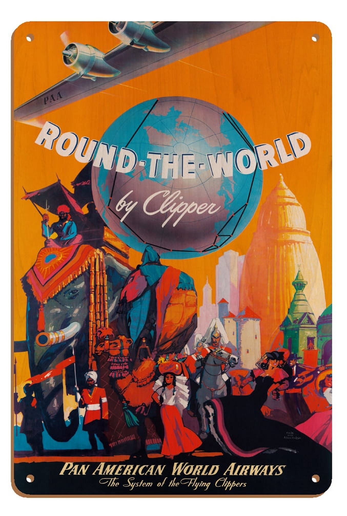 Round the World by Clipper - Vintage Airline Travel Poster by Mark Von ...