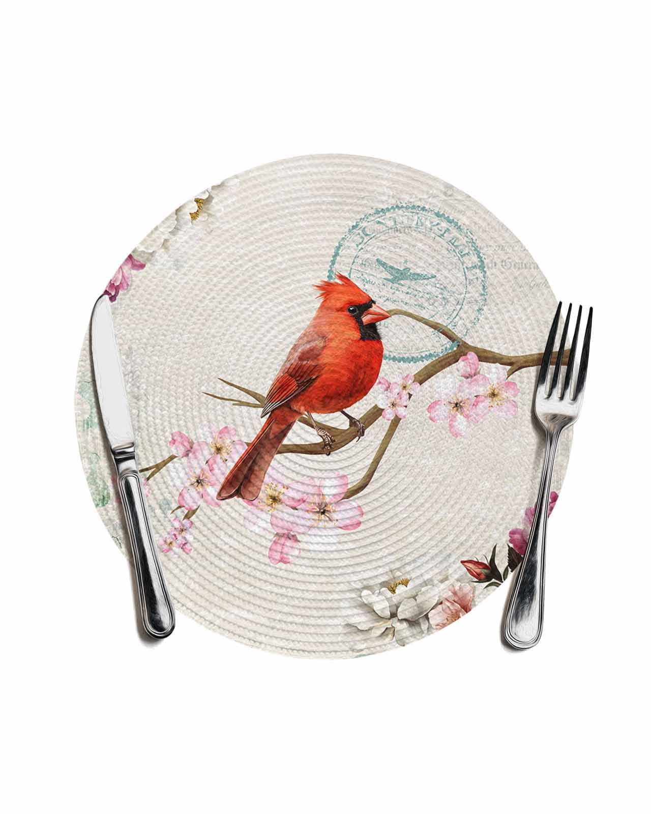 Round Woven Placemats 1 pc, Rustic Vintage Washable&Heat Resistant ...