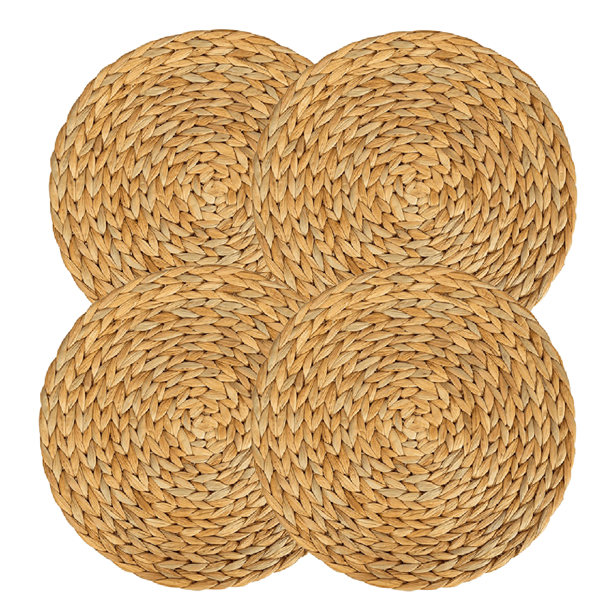 Round Woven Placemats, 4 Pack Large Non-Slip Handmade Rattan Chargers ...