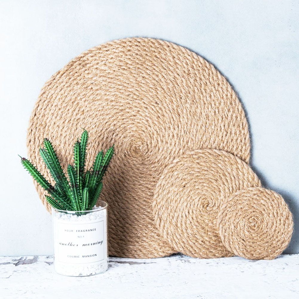 Round Woven Placemats, Plate Holder Natural Wicker Placemats Water ...