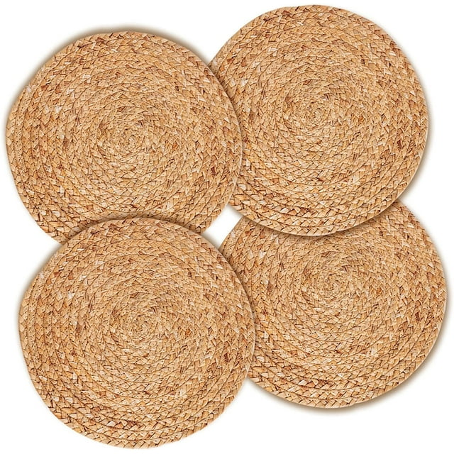 Round Woven Placemats - Set of 4, Natural Wicker Placemats, Water ...
