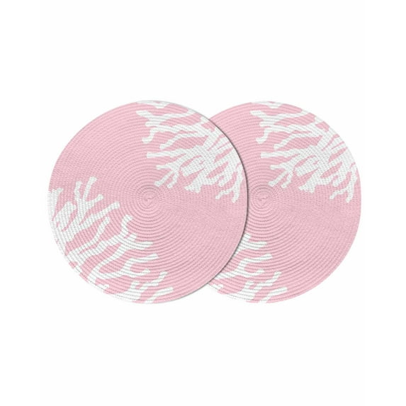 Round Woven Placemats set of 2, Nautical Coastal Washable&Heat ...