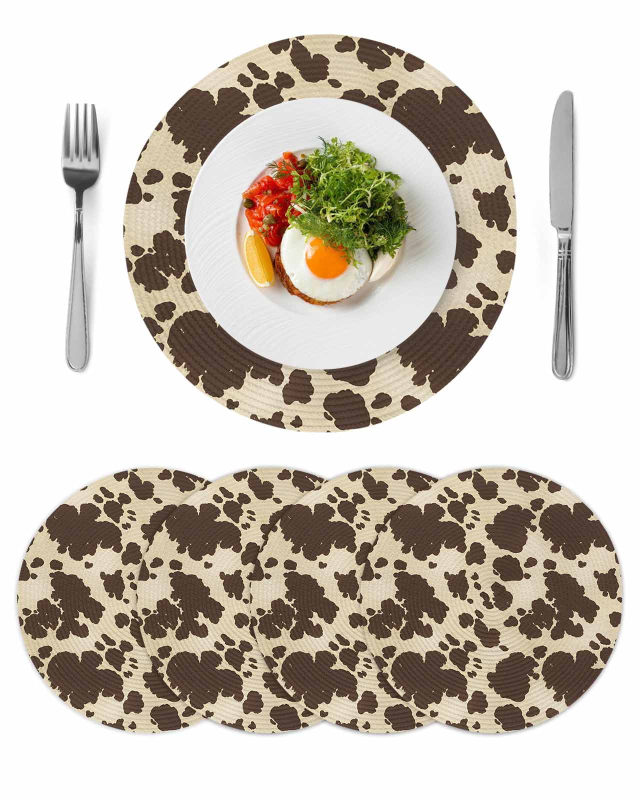 Round Woven Placemats set of 4, Farmhouse Washable&Heat Resistant ...