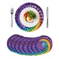 Round Woven Placemats set of 8, Abstract Ethnic Tie Dye Art Washable ...