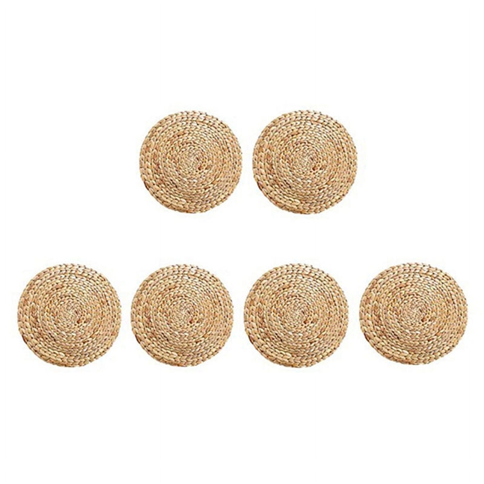 Round Woven Rattan Placemats, 6 Natural Wicker Mats, Water Hyacinth ...
