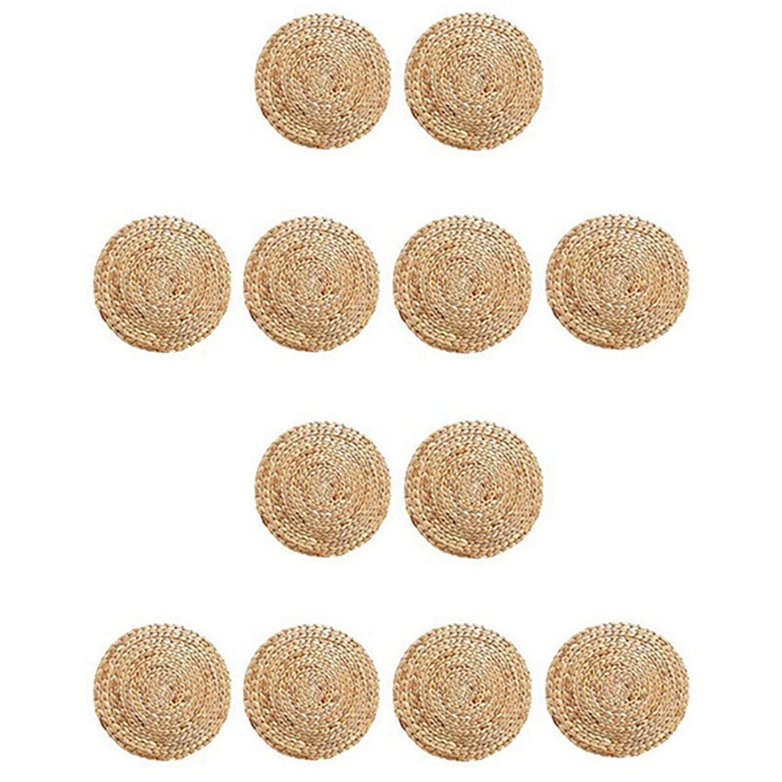 Round Woven Rattan Placemats, Natural Wicker Mats, Water Hyacinth Straw ...