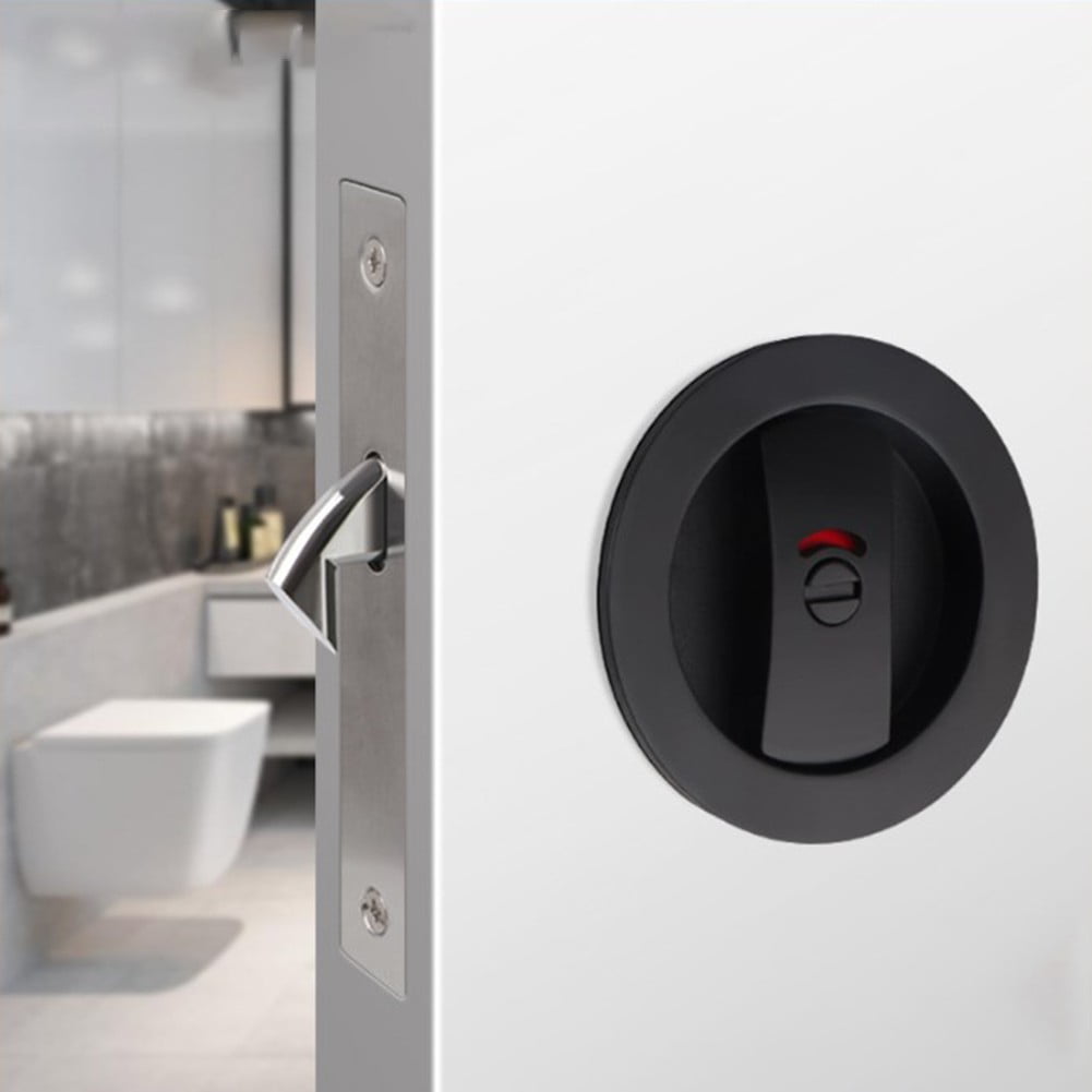 Round bathroom sliding door lock single hook with red and green ...