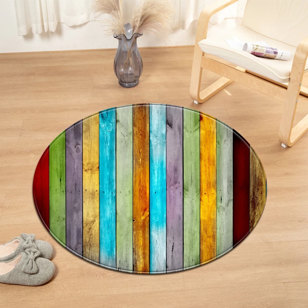 Round carpet living room bedroom home computer chair non-slip mat wood ...