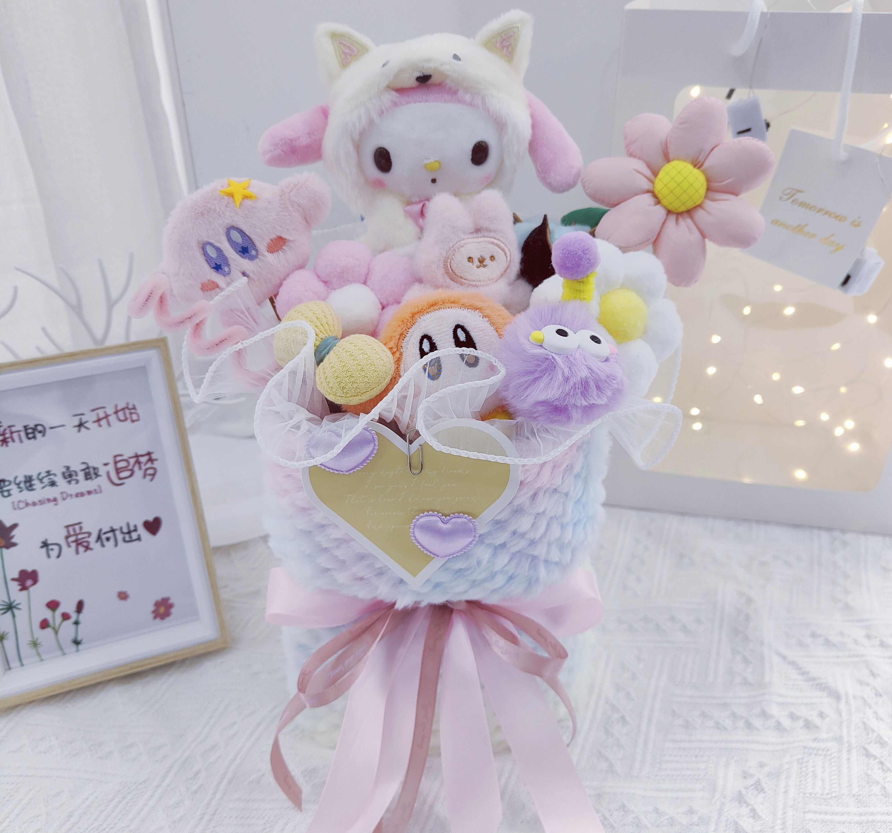 Round cartoon bouquet My Melody Kuromi Cinnamoroll Flower Bouquets ...