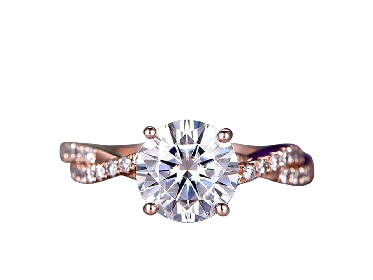 Round cut 1.25 Ct infinity style Moissanite & Diamond Engagement Ring ...