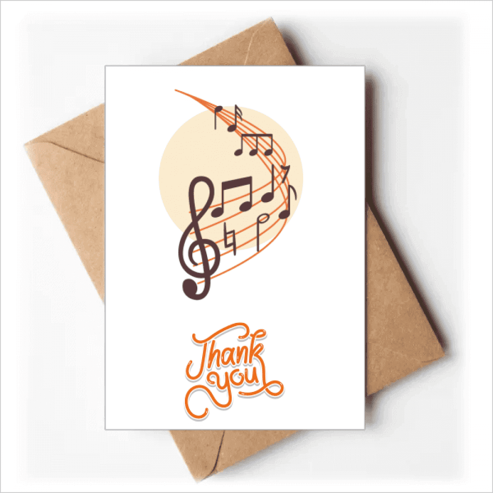 Round-shaped Curved Music Notes Thank You Cards Envelopes Blank Note ...