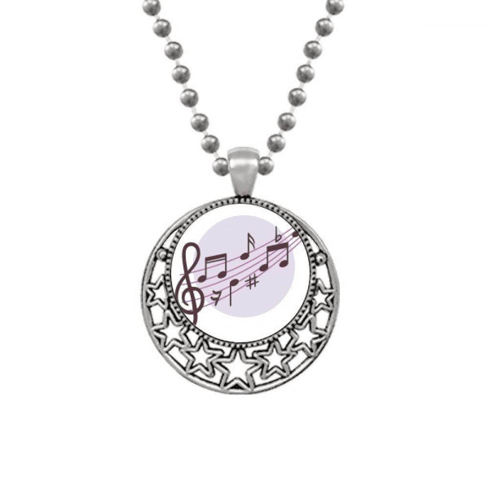 Round-shaped Flappg Music Notes Necklaces Pendant Retro Moon Stars ...