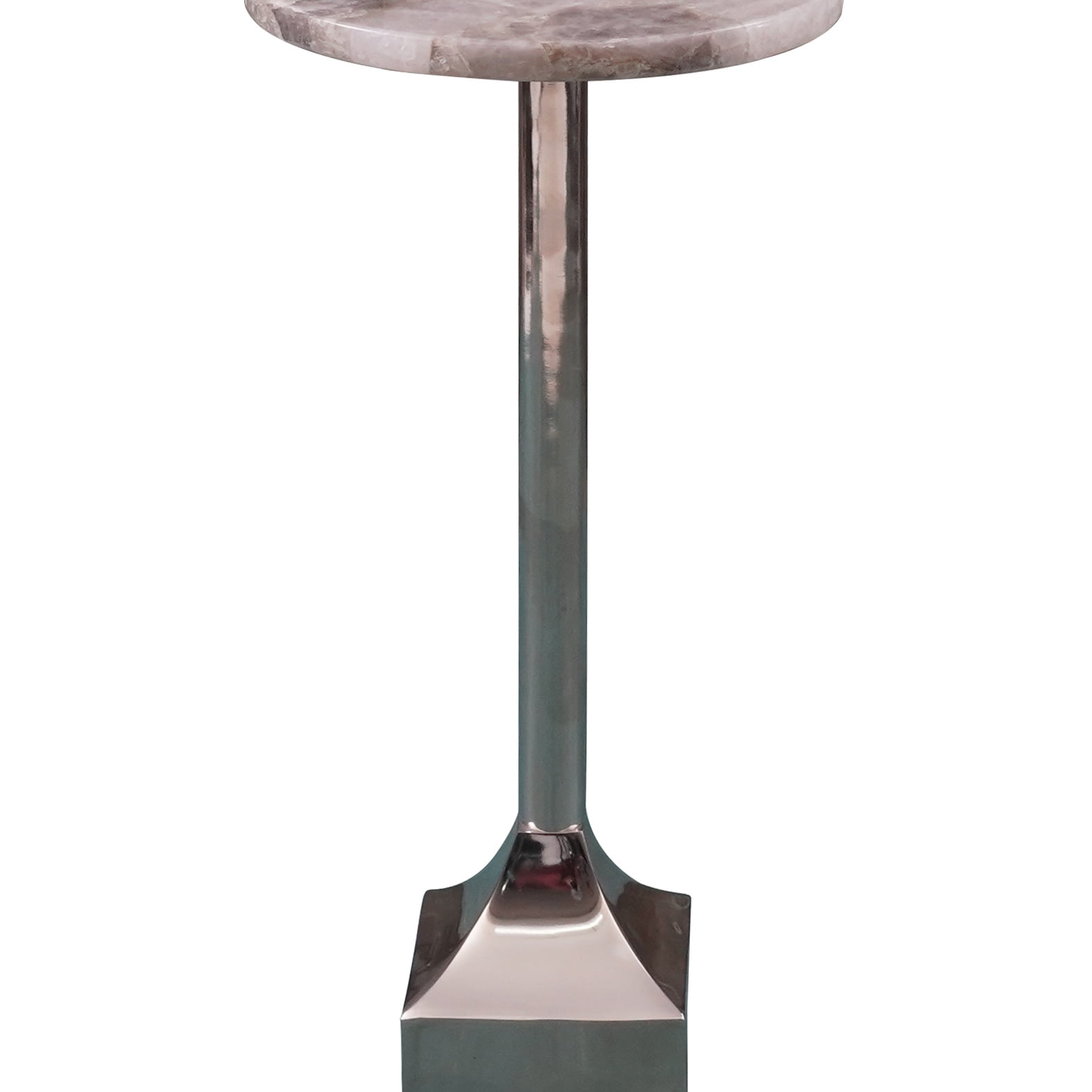 Round smoky quartz 10" Top Side Table with Silver Metal Base - Walmart.com