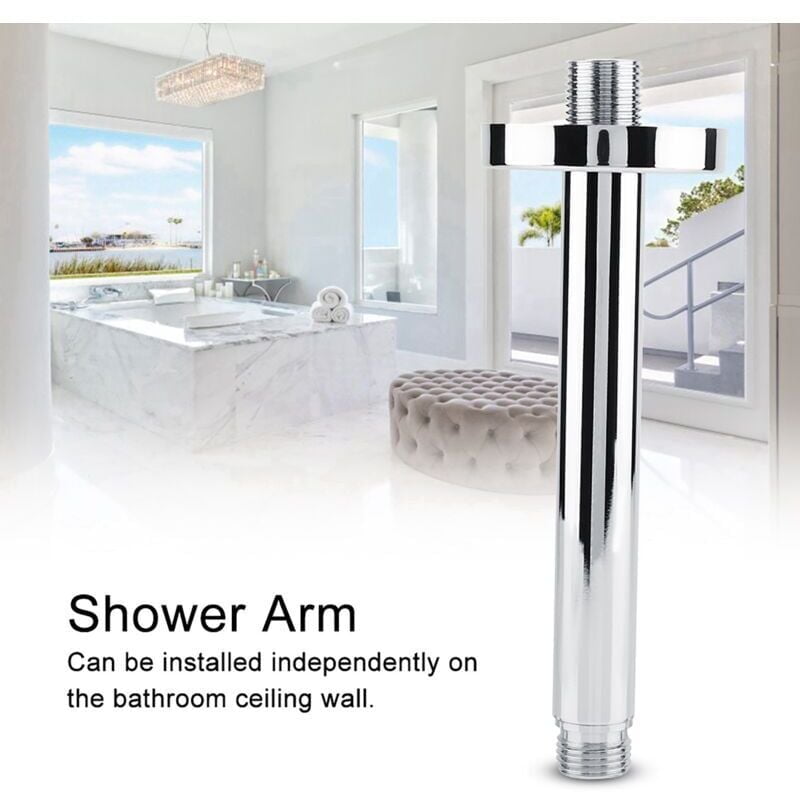 Round stainless steel shower arm with wall bracket for ceiling shower ...
