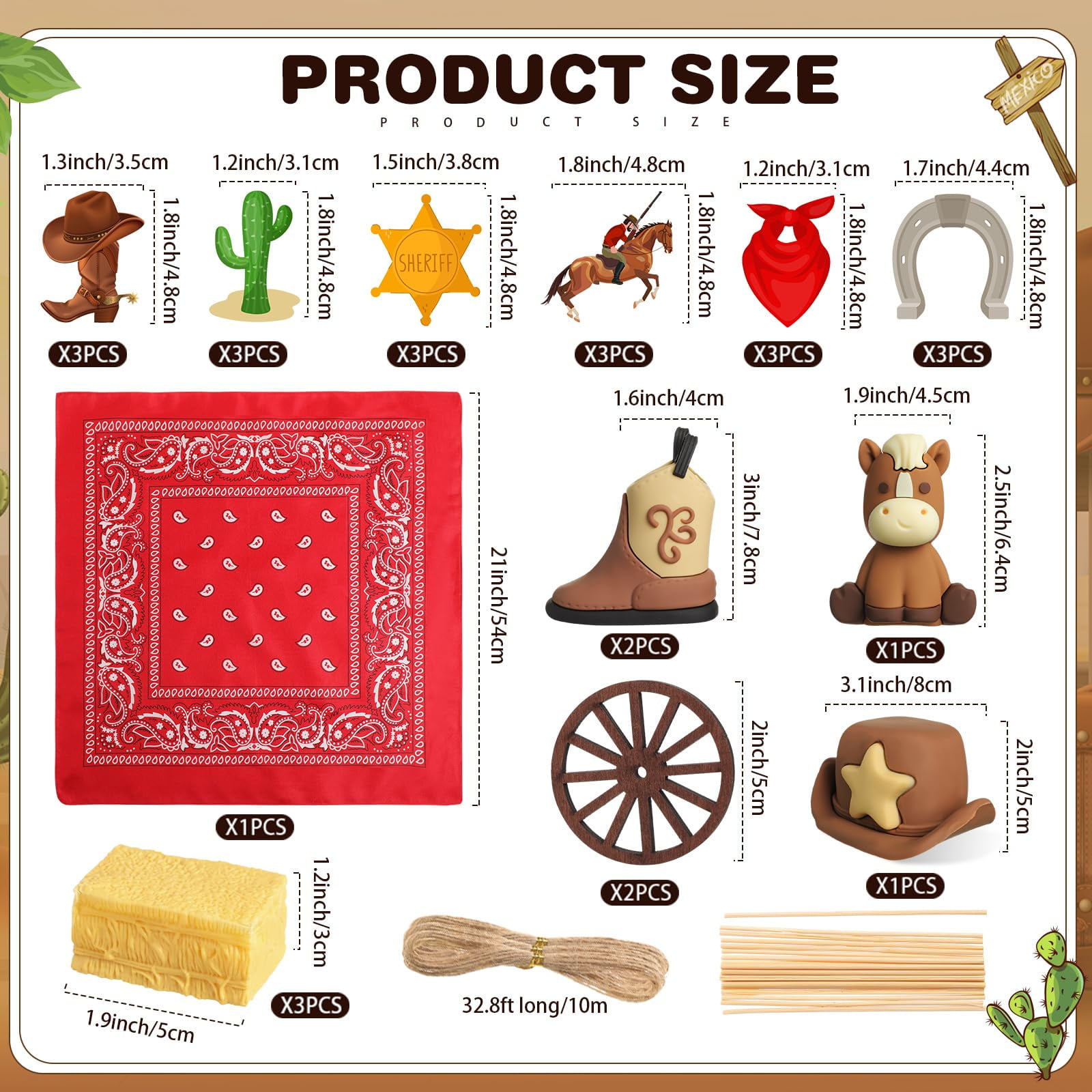 RoundFunny 28 Pcs AJH3 Cowboy Cake Decorations with Brown Cowboy Hat ...