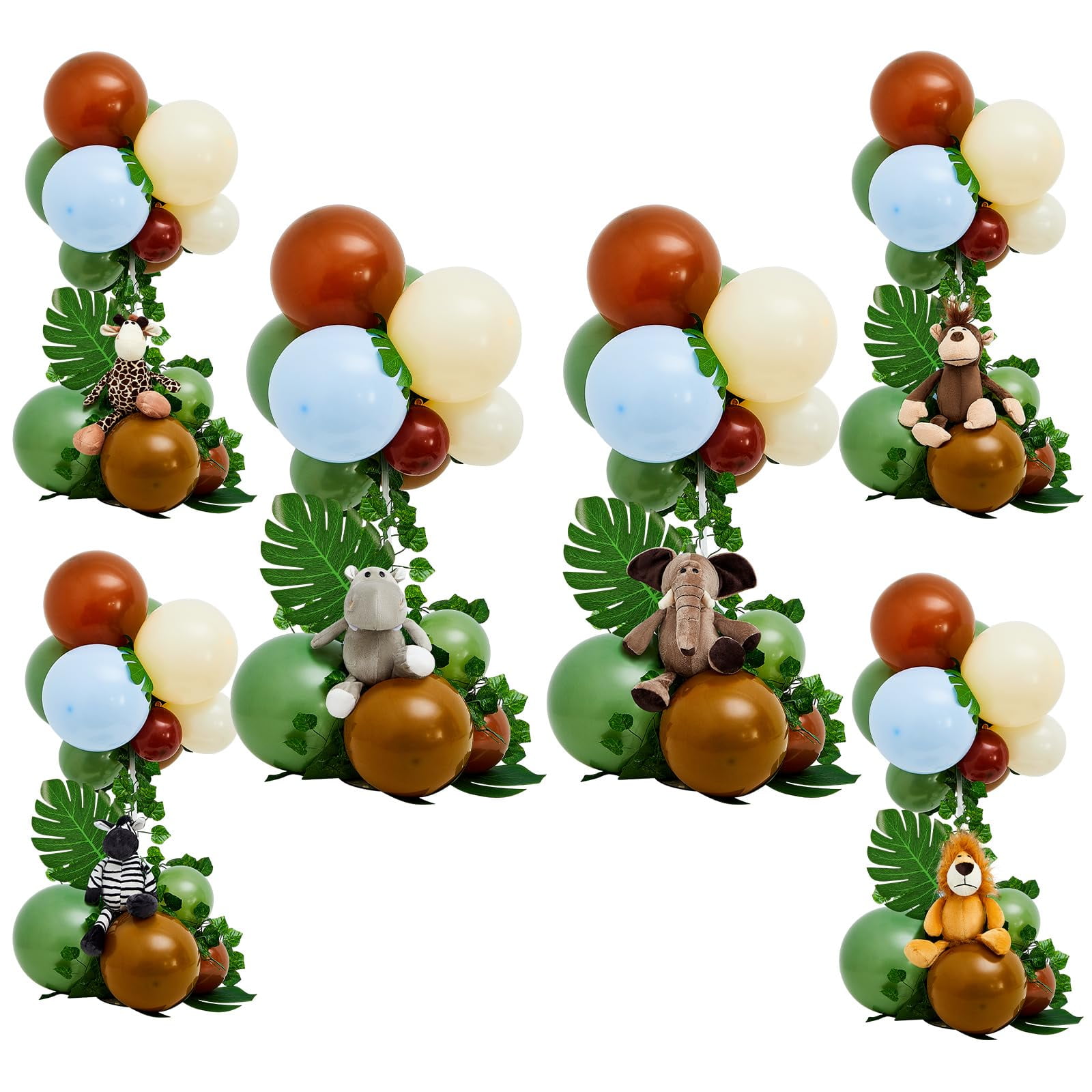 RoundFunny 6 Sets of Safari Animals Baby Shower Centerpieces Balloons ...