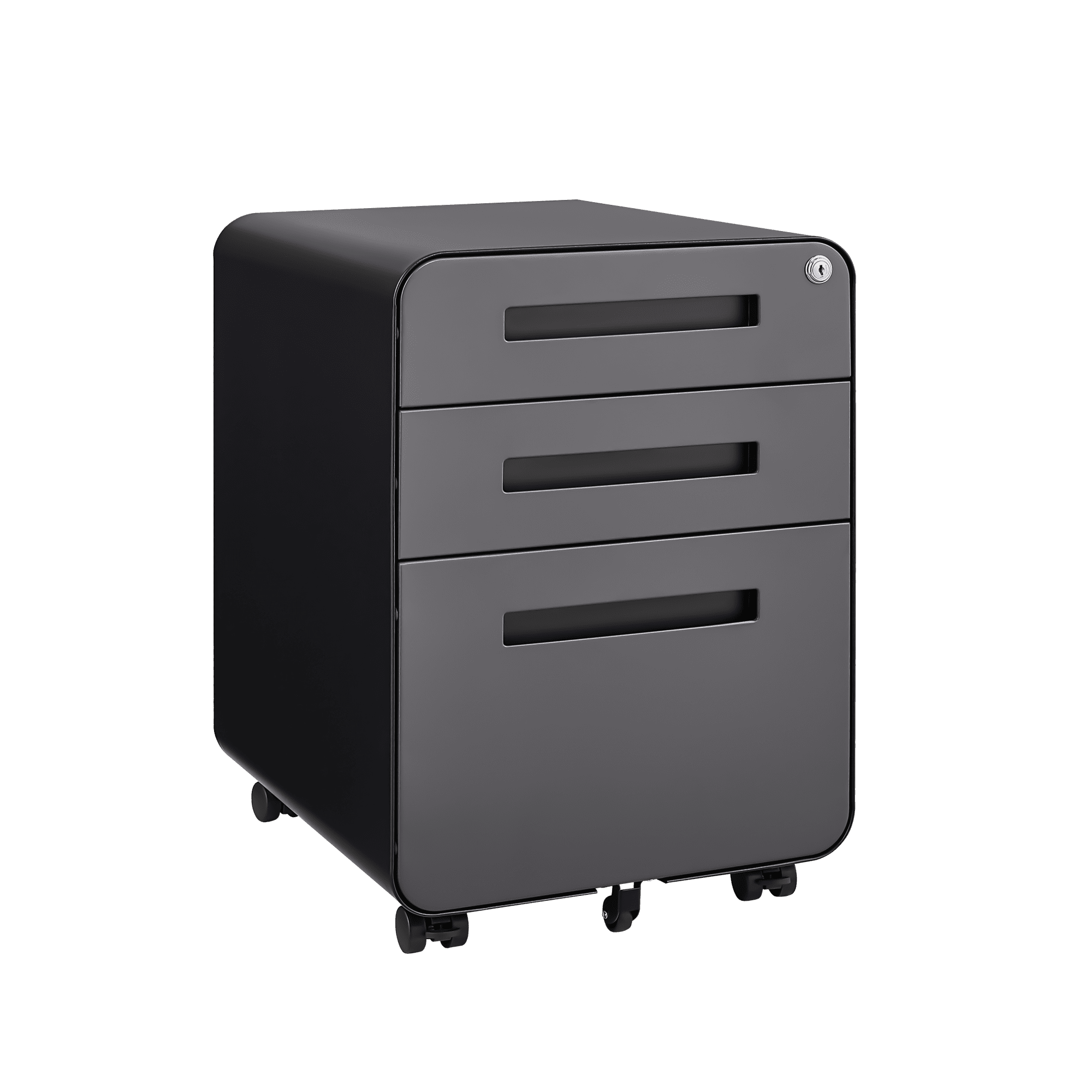 Rounded 3 drawer mobile filing cabinet, simple style multifunctional ...