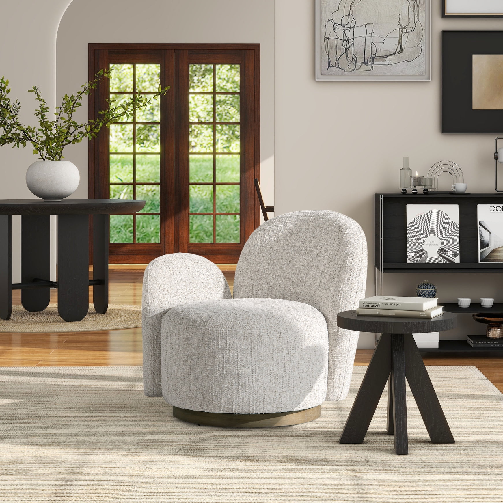 Rounded Back Chenille One - Arm Swivel Chair - Comfort and Style in One ...