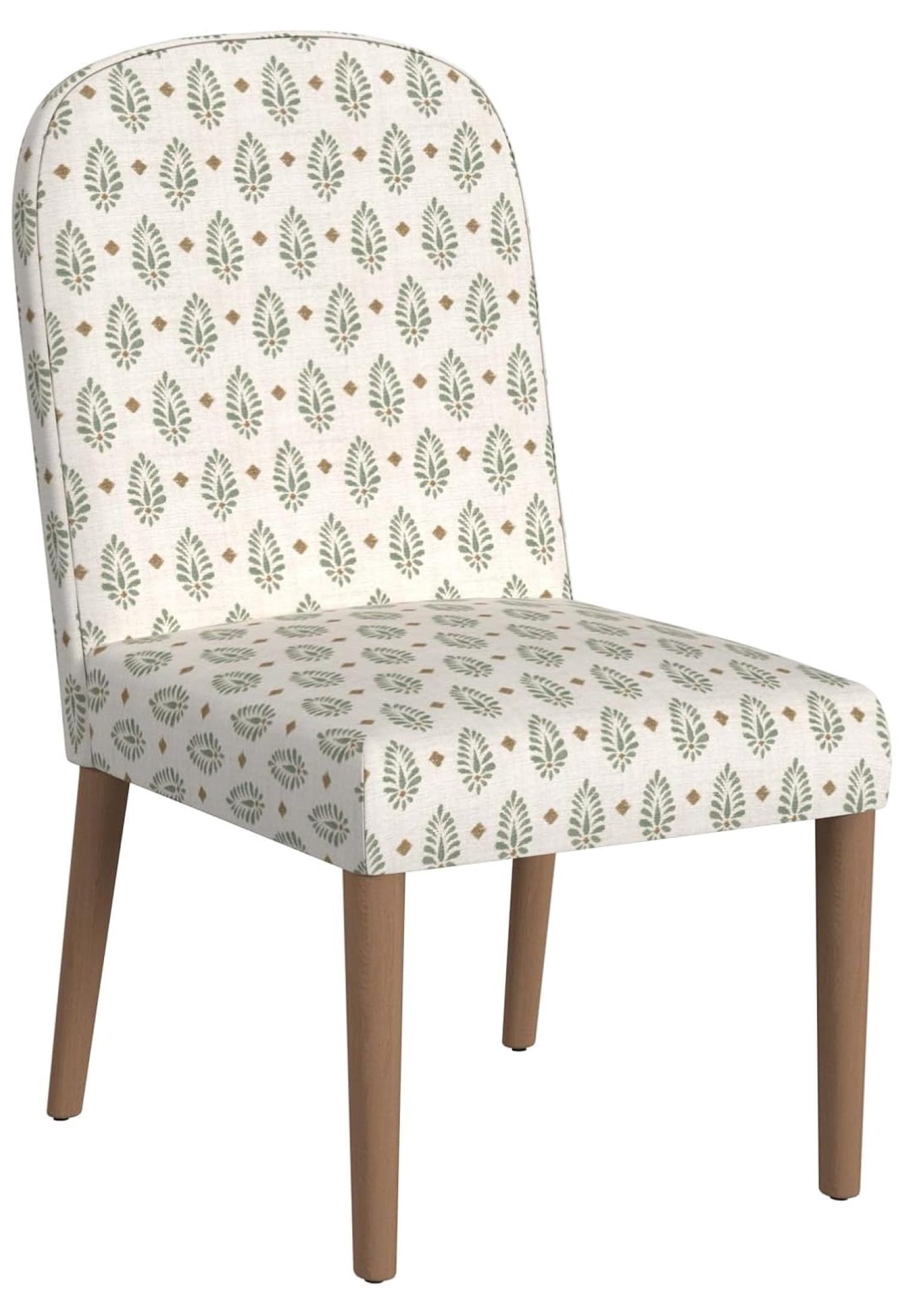 Rounded Back Upholstered Dining Chair - Sage Paisley Medallion (Single ...
