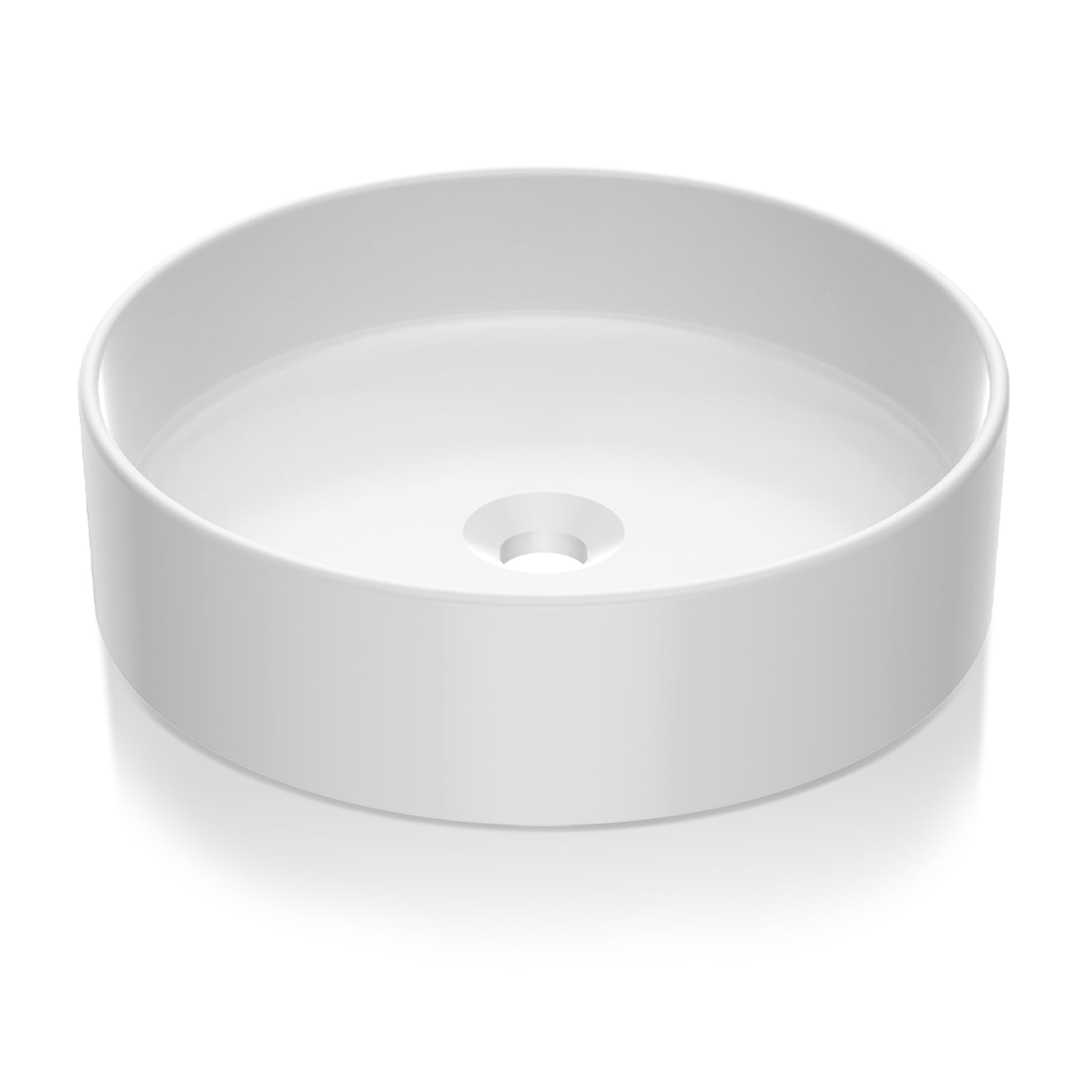 Rounded Countertop Bathroom Sink Pure White Porcelain Ceramic Thin Edge ...