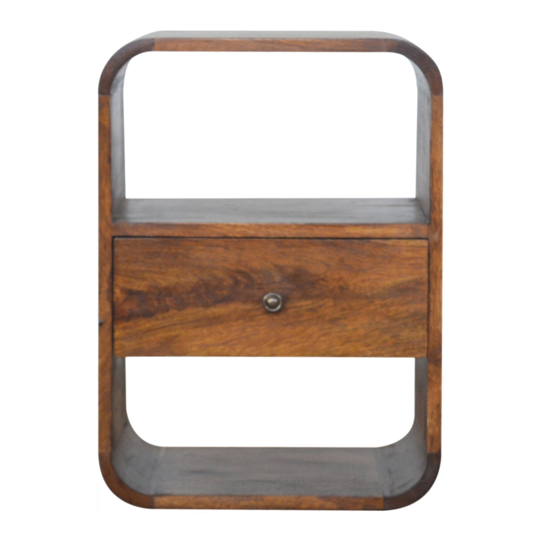 Rounded Edge Design | Bedside Nightstand Offering Drawer and Open ...