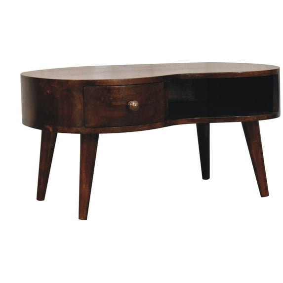 Rounded Edges Solid Wood Desk In Walnut Finish Coffee Table With ...