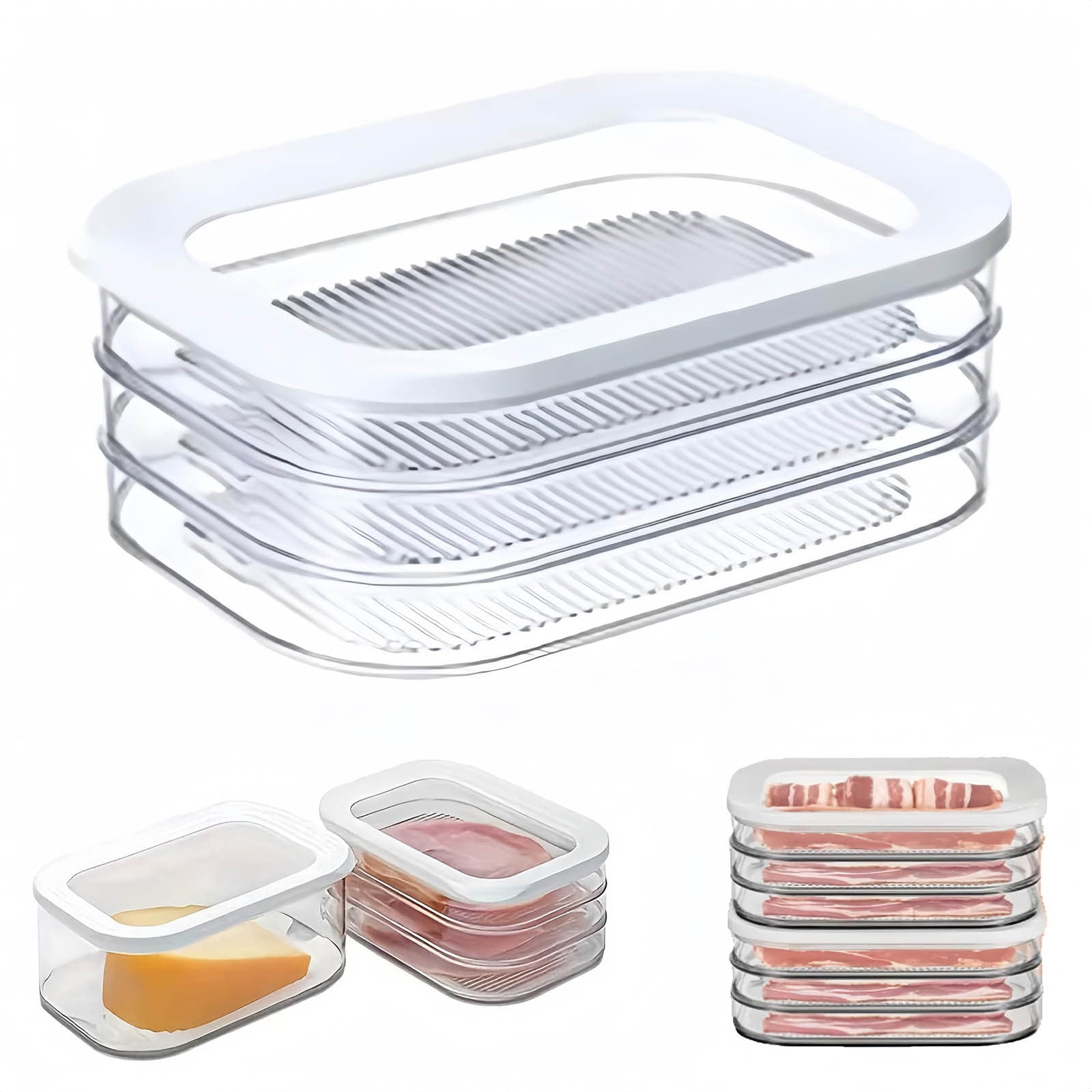 Rounded Food Storage Box with Lid Set of 3 | Ideal for Cold Cuts ...