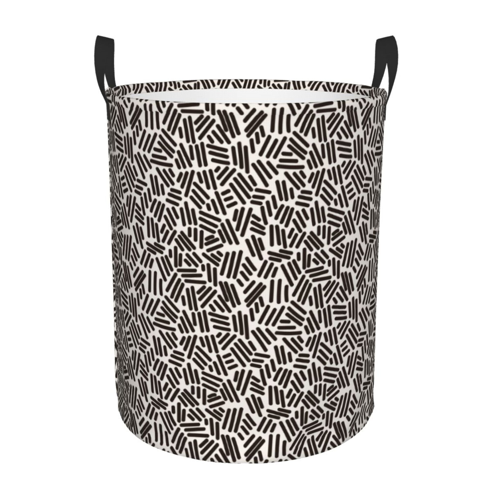 Rounded Lines Background Circular Laundry Basket (With Handle ...