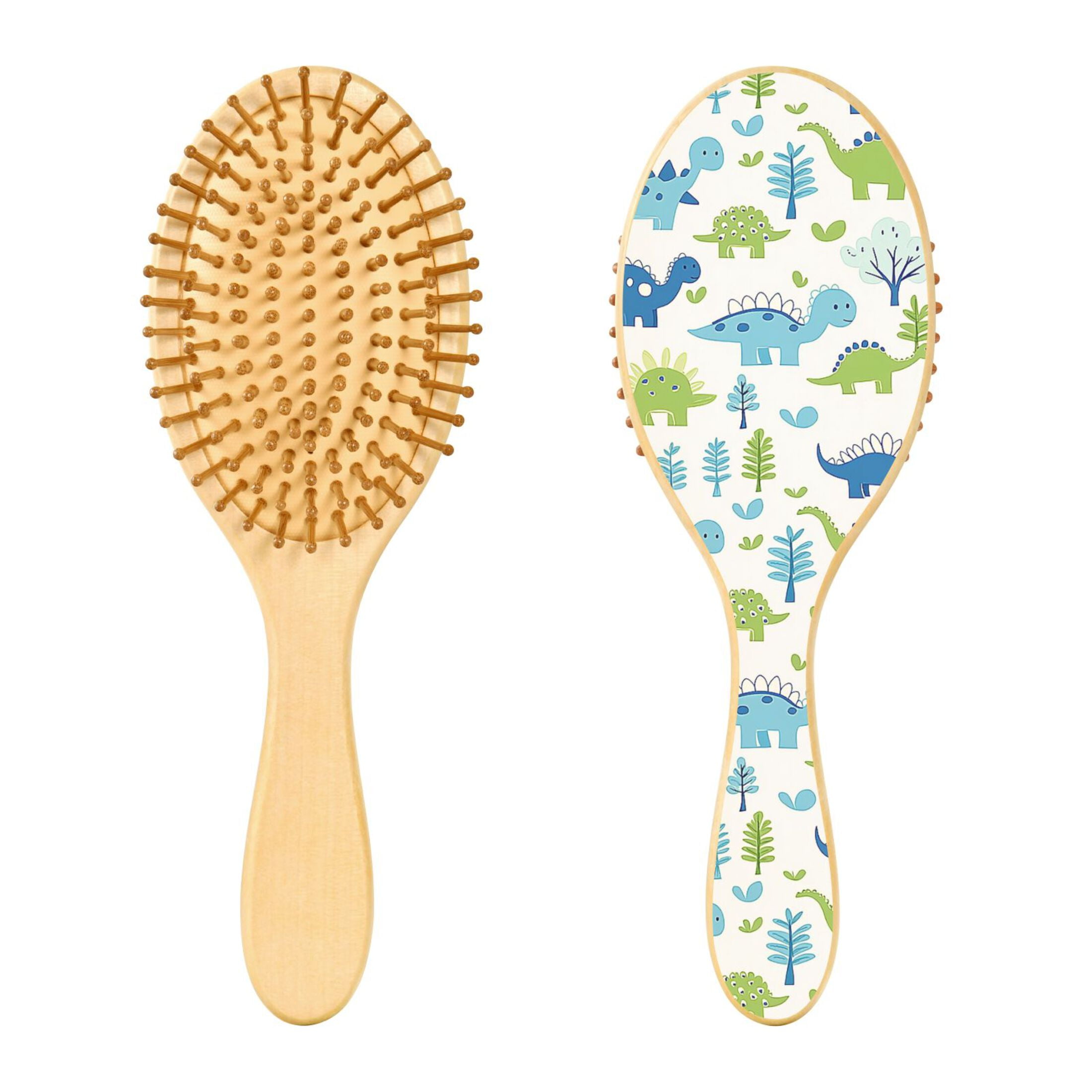 Rounded Tip Hair Brush with Rubber Cushion 9.25” Wooden Scalp Massage ...