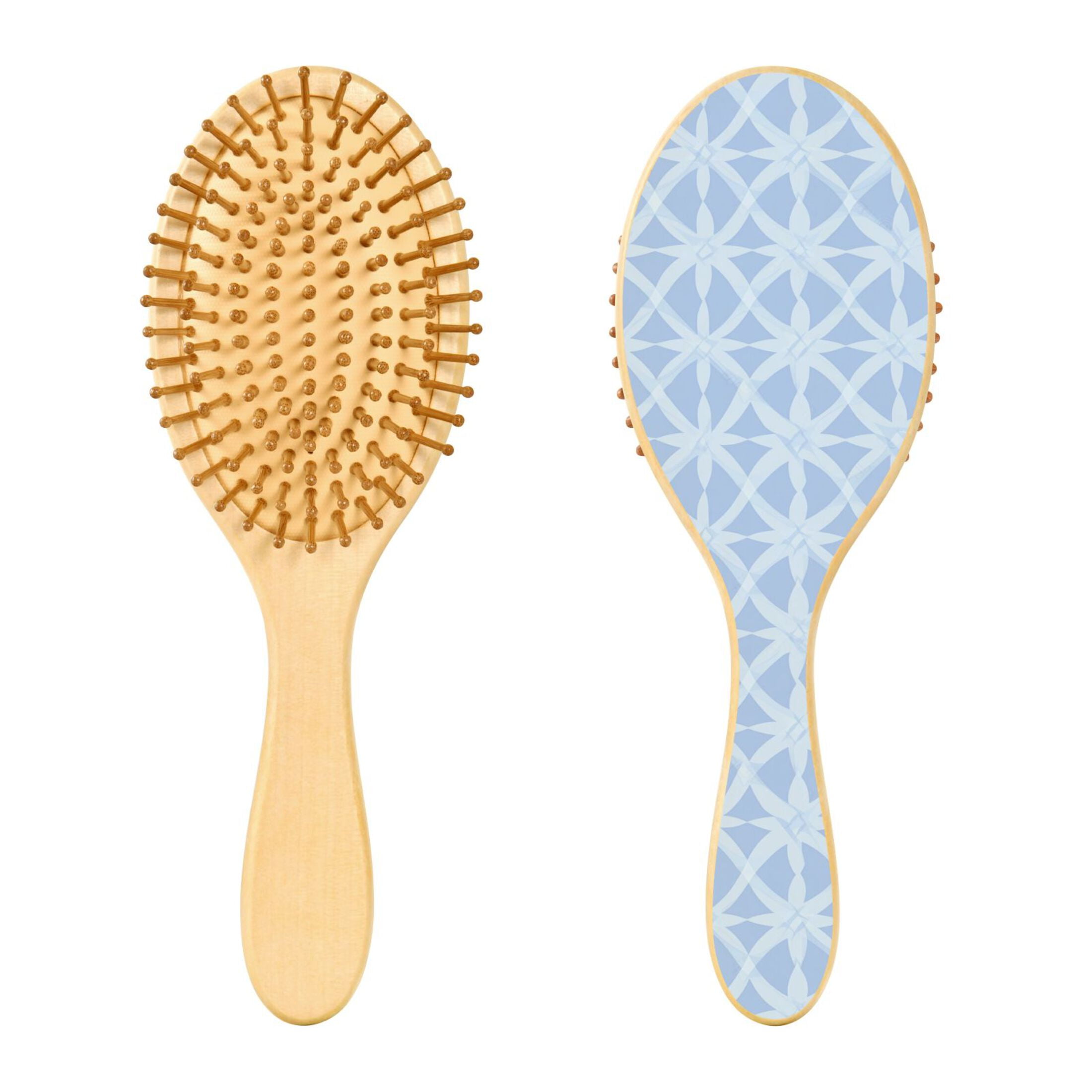 Rounded Tip Hair Brush with Rubber Cushion 9.25” Wooden Scalp Massage ...