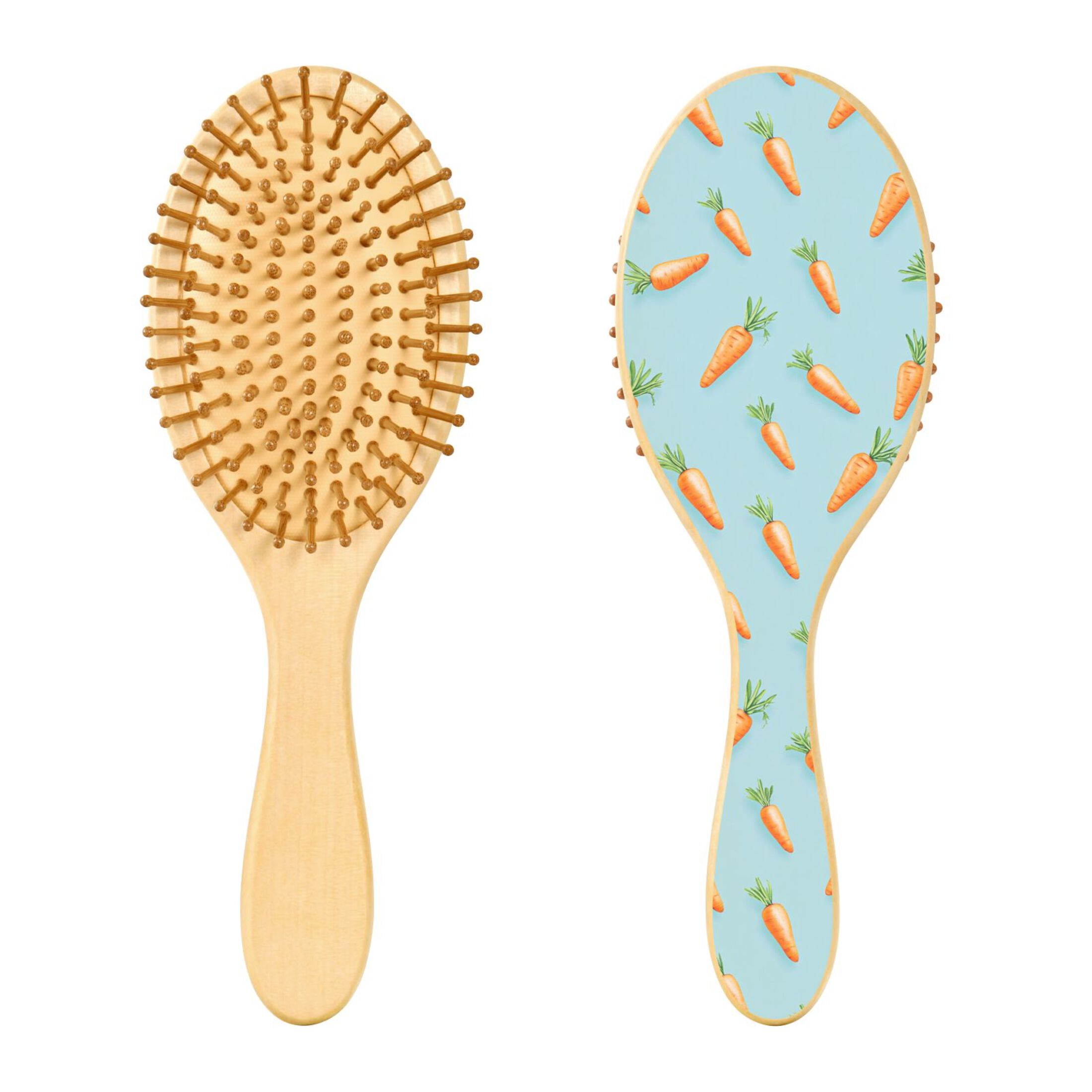 Rounded Tip Hair Brush with Rubber Cushion 9.25” Wooden Scalp Massage ...