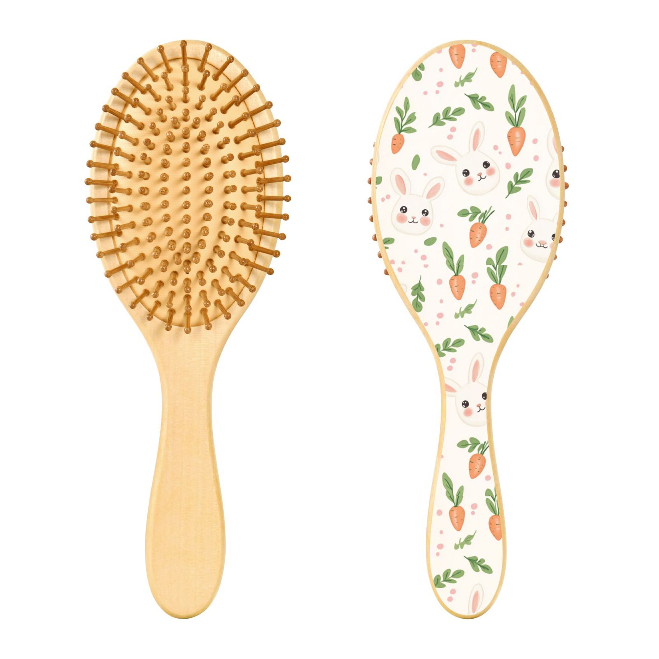 Rounded Tip Hair Brush with Rubber Cushion 9.25” Wooden Scalp Massage ...