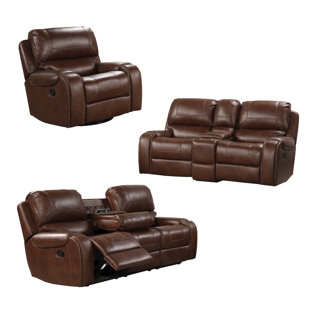 Roundhill Furniture Achern Faux Gliding Recline Mechanism Leather ...