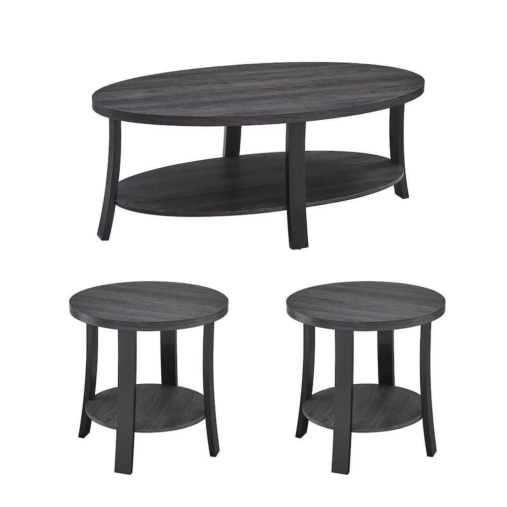 Roundhill Furniture Anze 3-Piece Coffee Table Set, Contemporary Oval ...