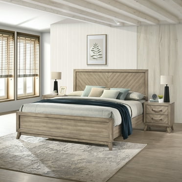 Imerland Contemporary White Wash Finish 3-Piece Bedroom Set-King Bed ...
