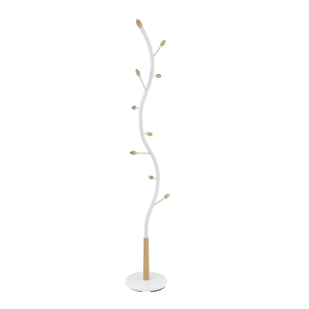 Arles Metal White and Oak Standing Coat Rack - Walmart.com